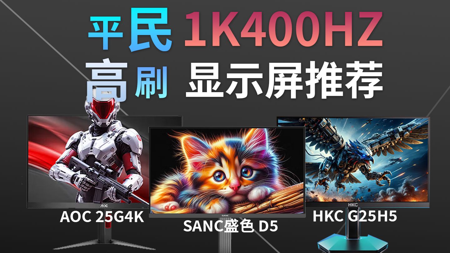 显示器横屏对比:SANC D5 / HKC G25H5 / AOC25G4K