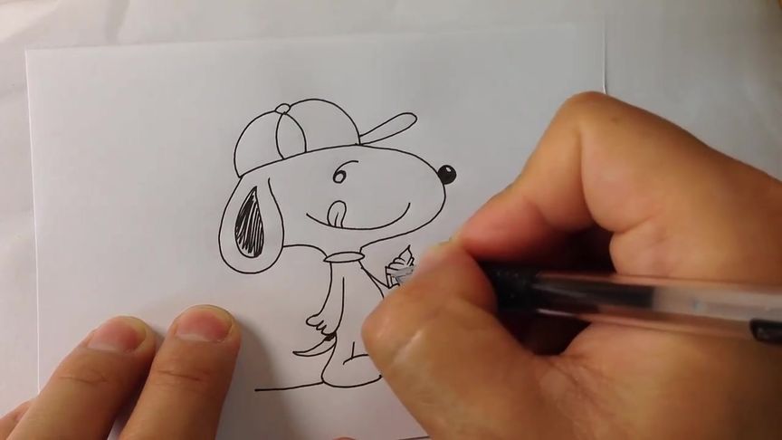 儿童画画教学大全视频,一分钟学会卡通人物史努比的简笔画