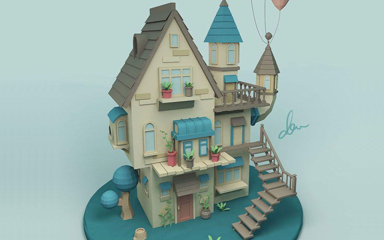 【Maya场景建模】卡通小别墅模型制作,适合新手入门的建模案例