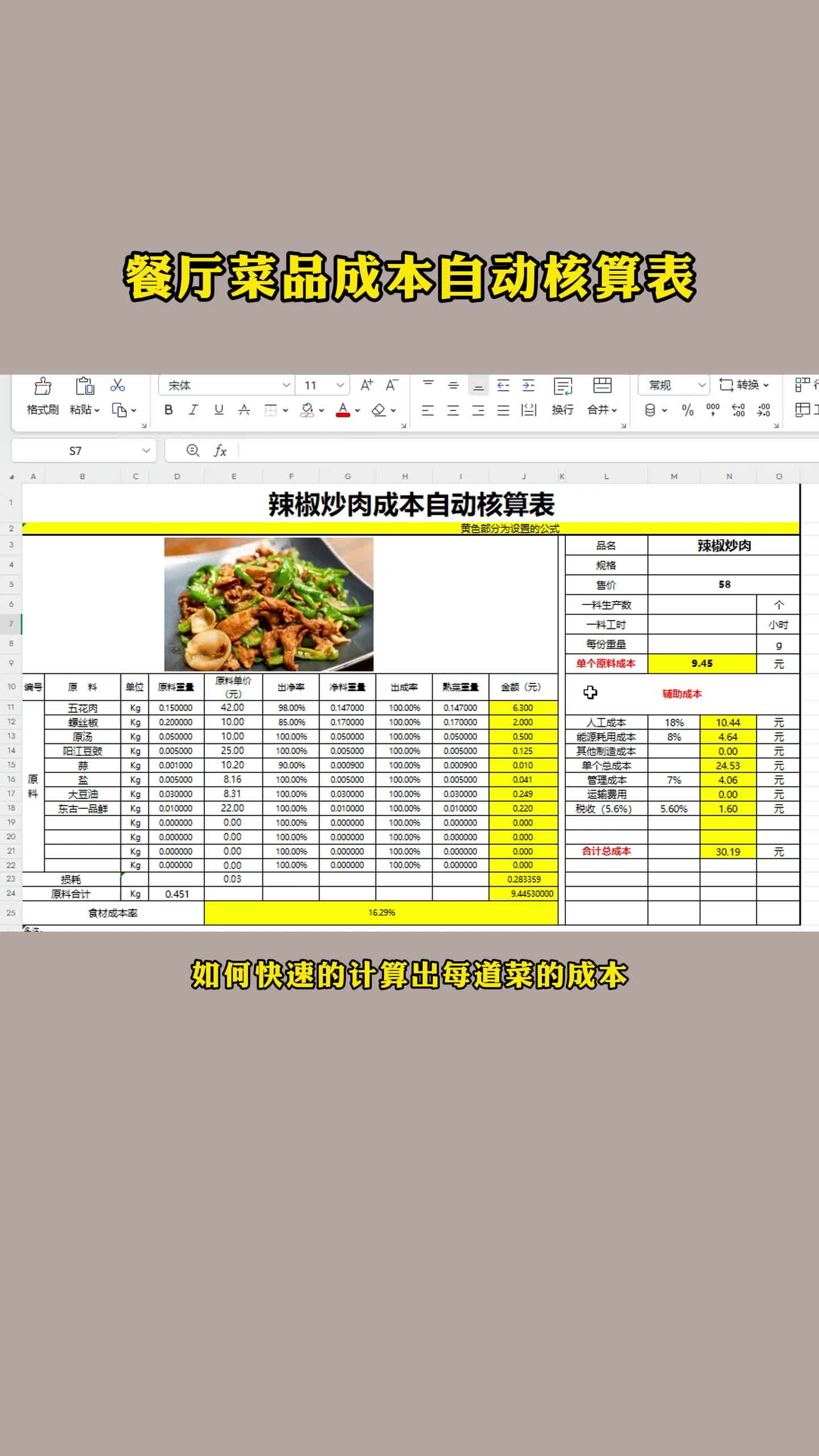 如何来计算每道菜品的利润?这套餐饮管理资料帮你解决#毛利计算表