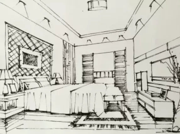 14 室内设计手绘表现技法 线描住宅卧室练习(一)