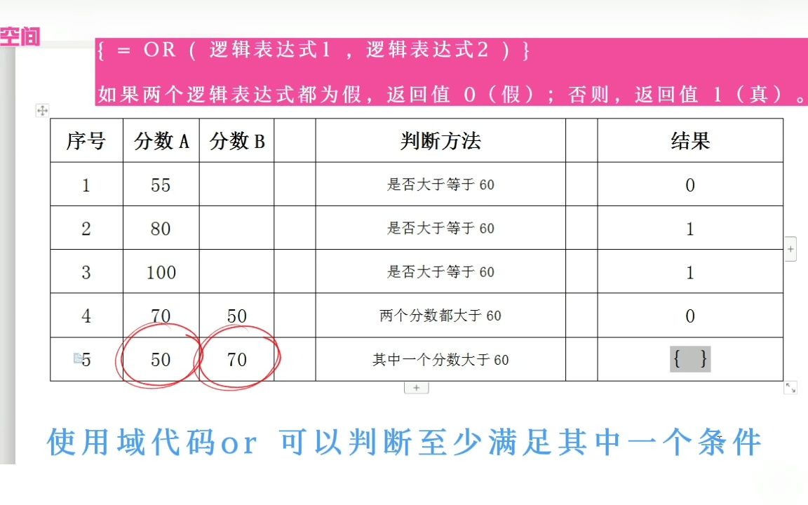 文档的逻辑计算【域代码】