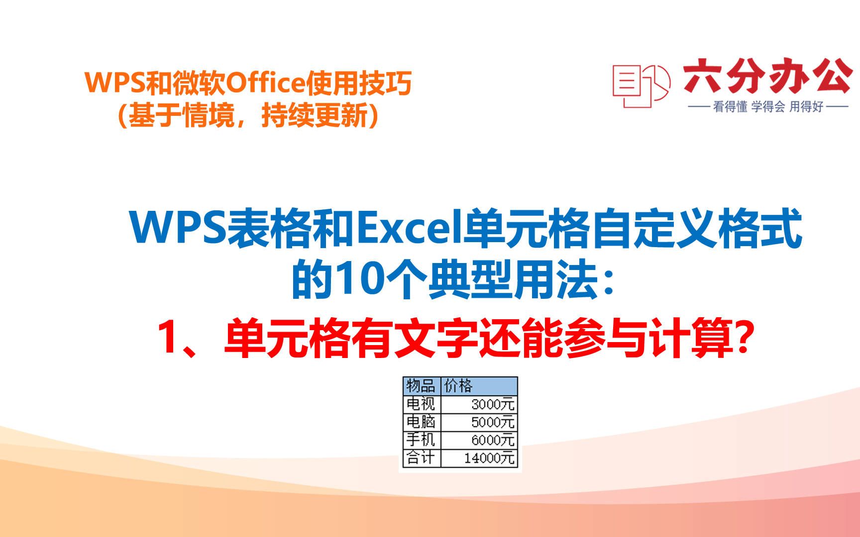 自定义格式的10个典型用法:1、单元格有文字还能参与计算?