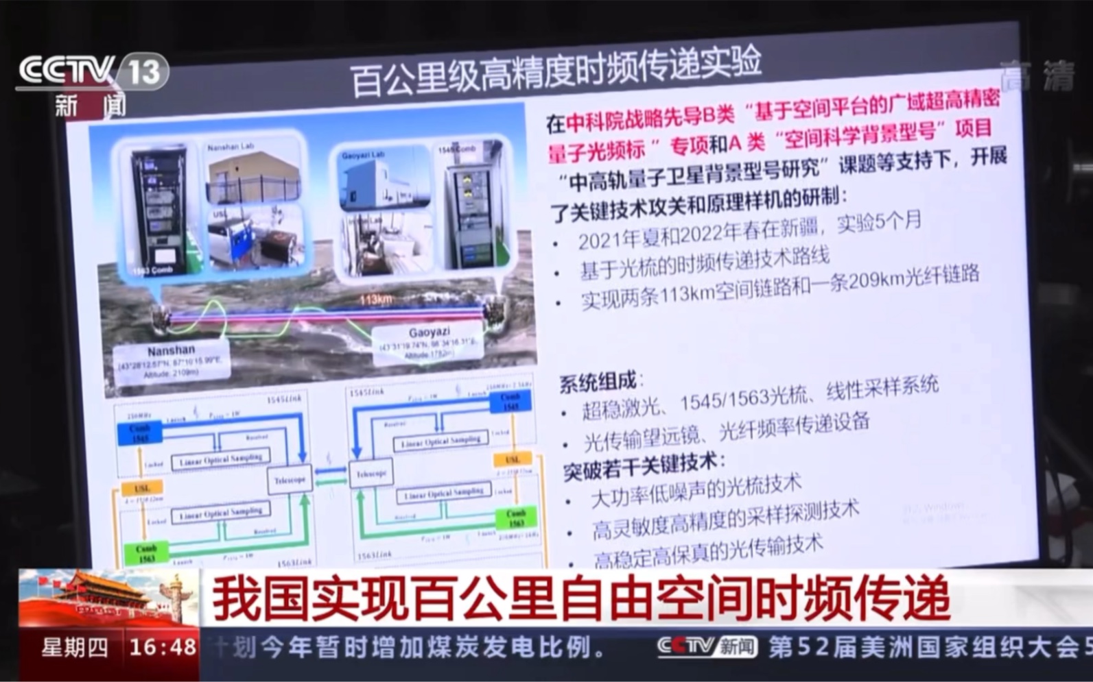 我国实现百公里自由空间时频传递
