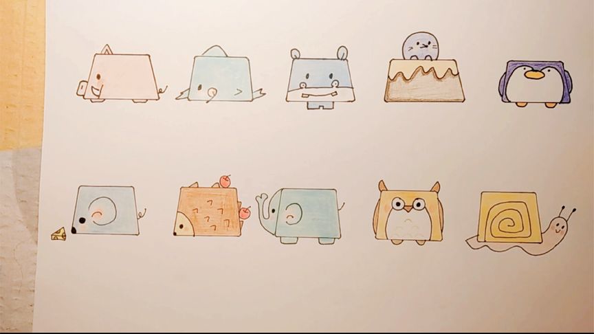手绘简笔画手账:梯形可以画出什么可爱的小动物(二)