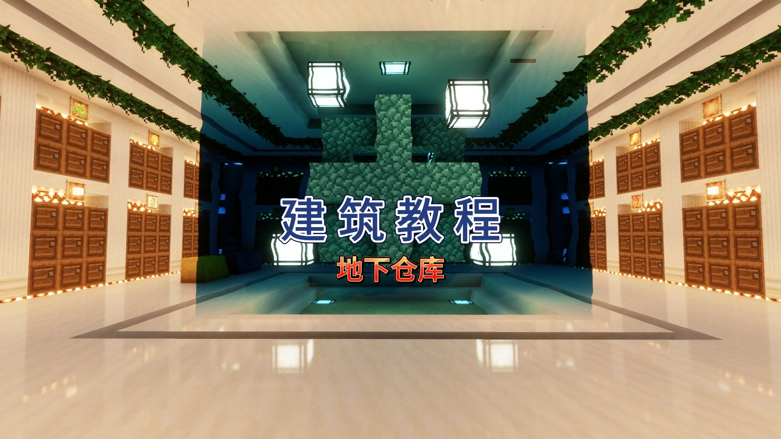 我的世界建筑教程:水立方地下仓库_我的世界
