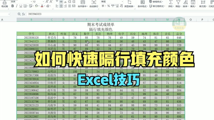 Excel技巧:如何快速隔行填充颜色