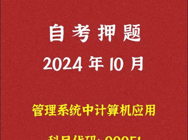 2024年10月自考《00051 管理系统中计算机应用》押题及答案