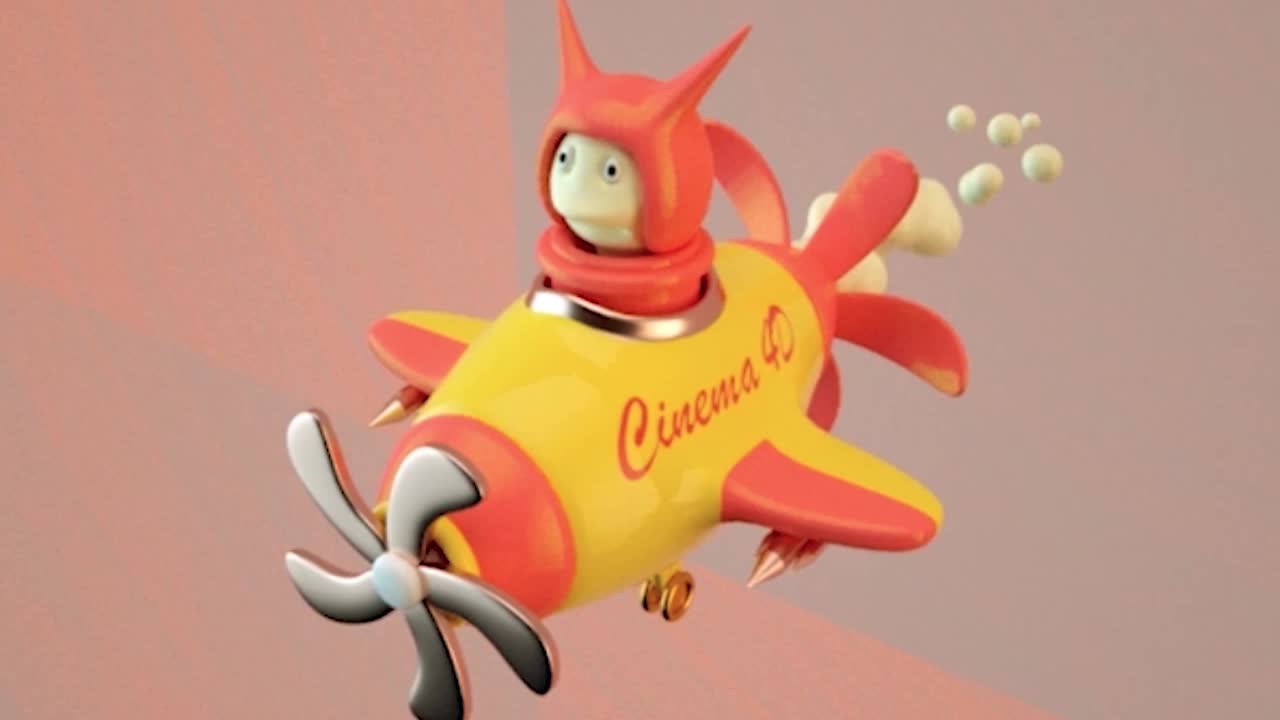 「C4D打卡第7天」卡通飞机模型练习,这个飞机花了不少时间呀…