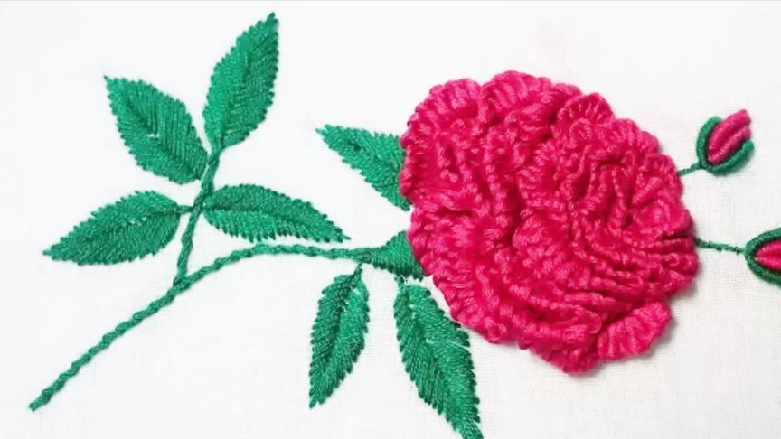 手工刺绣花朵针法教学,适合初学者,学会了可以绣出美美的花朵