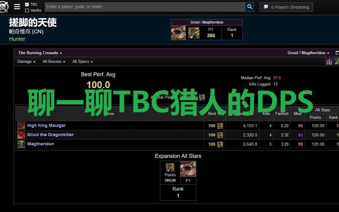 来聊一聊TBC猎人的dps--不拿个世界第一都不敢发