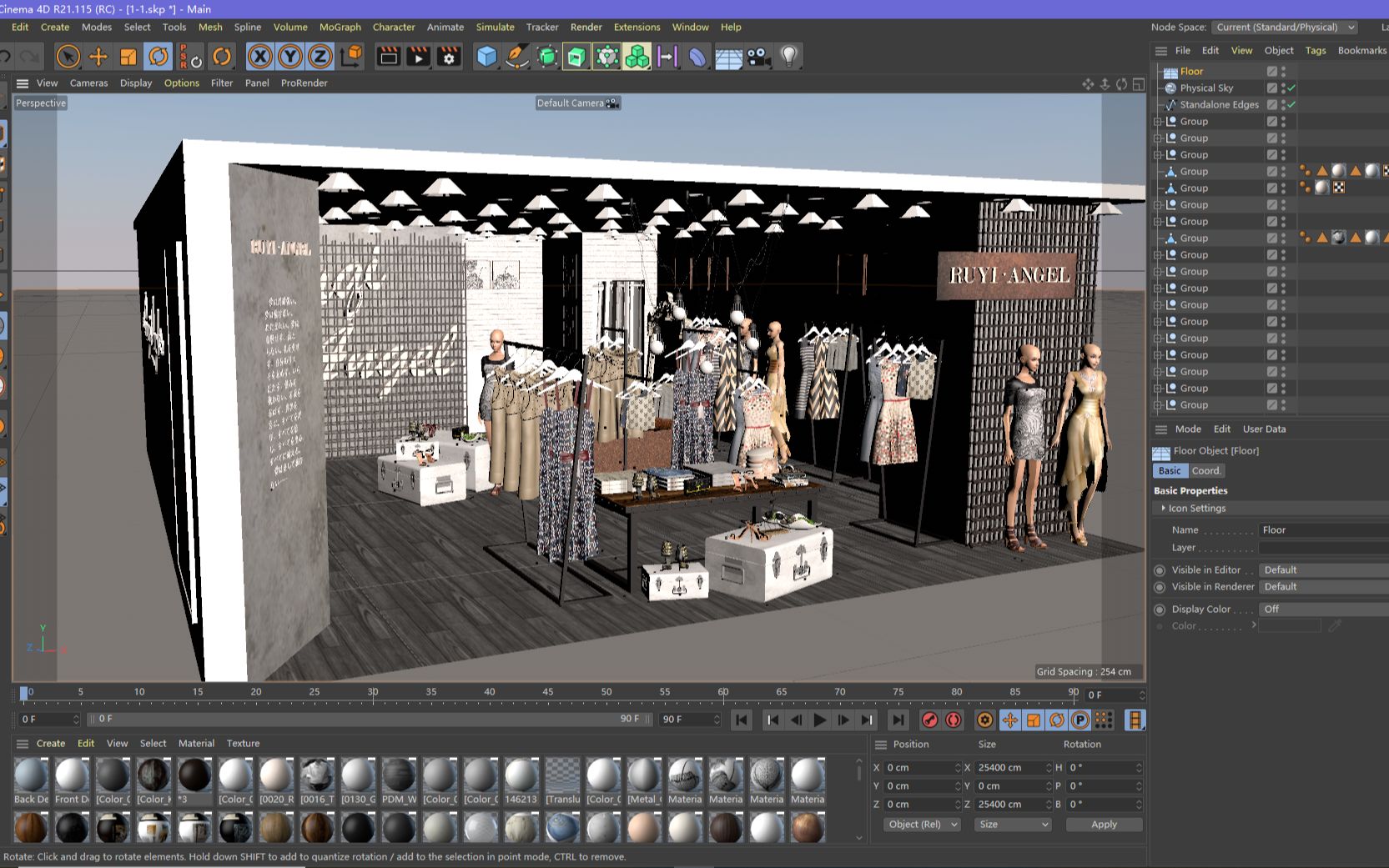 服装店模型素材渲染特效SU Sketch Up 建模 素材模型 C4D分享 第一期