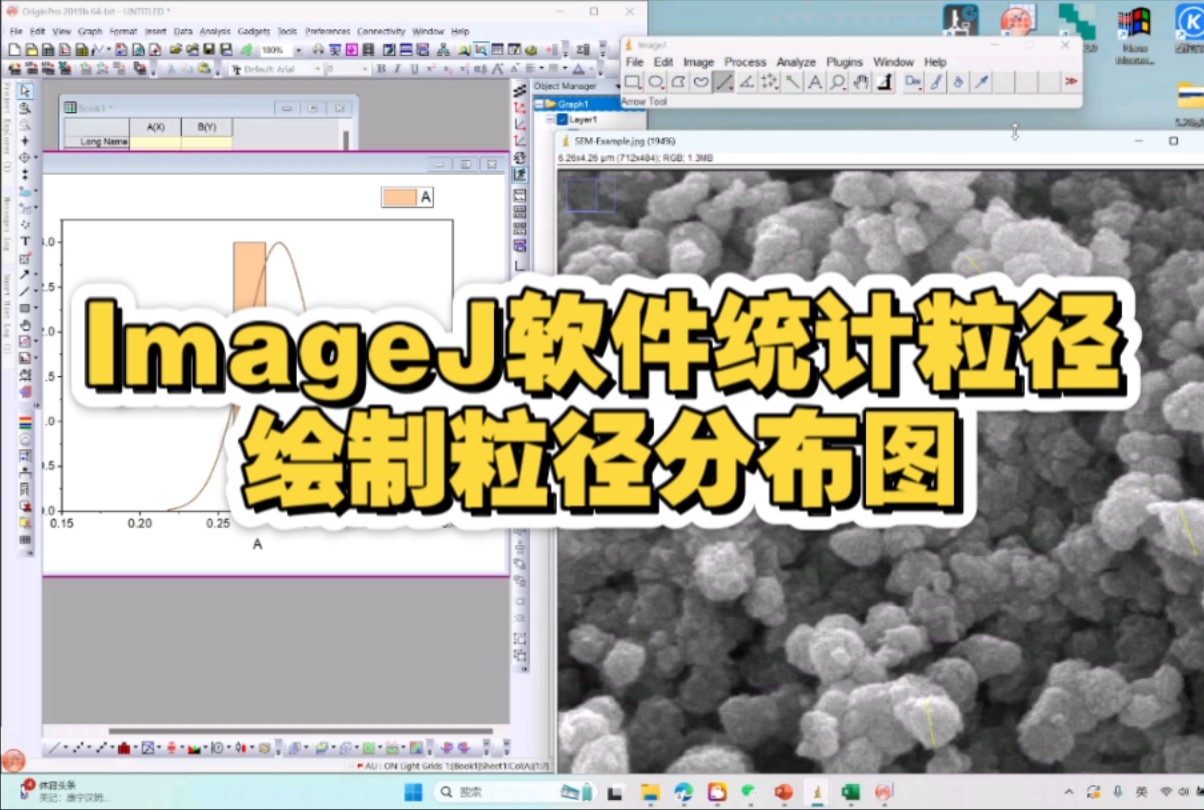 ImageJ软件统计粒径及绘制粒径分布图。