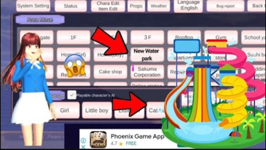 樱花校园模拟器:樱花城市开放了水上乐园,有各种好玩的滑滑梯!