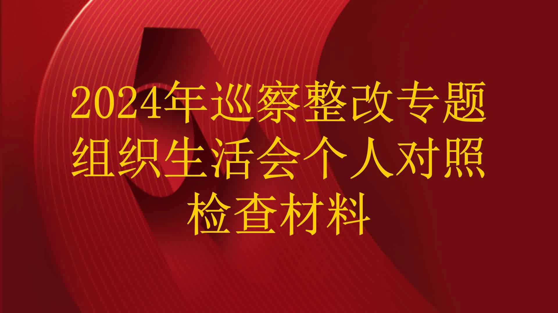 2024年巡察整改专题组织生活会个人对照检查材料