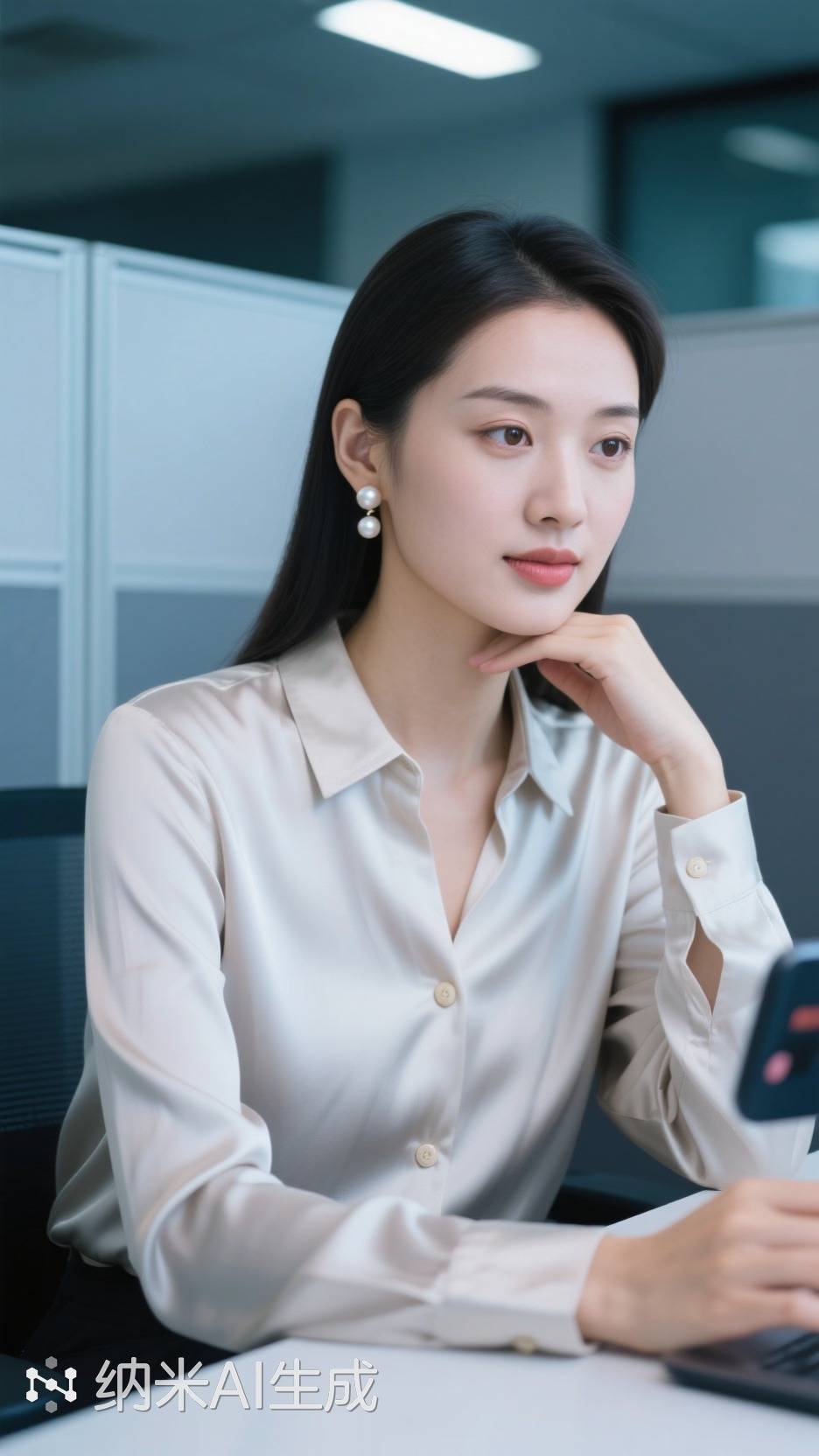 视频会议中,她的珍珠耳环悄悄诉说着职场心事