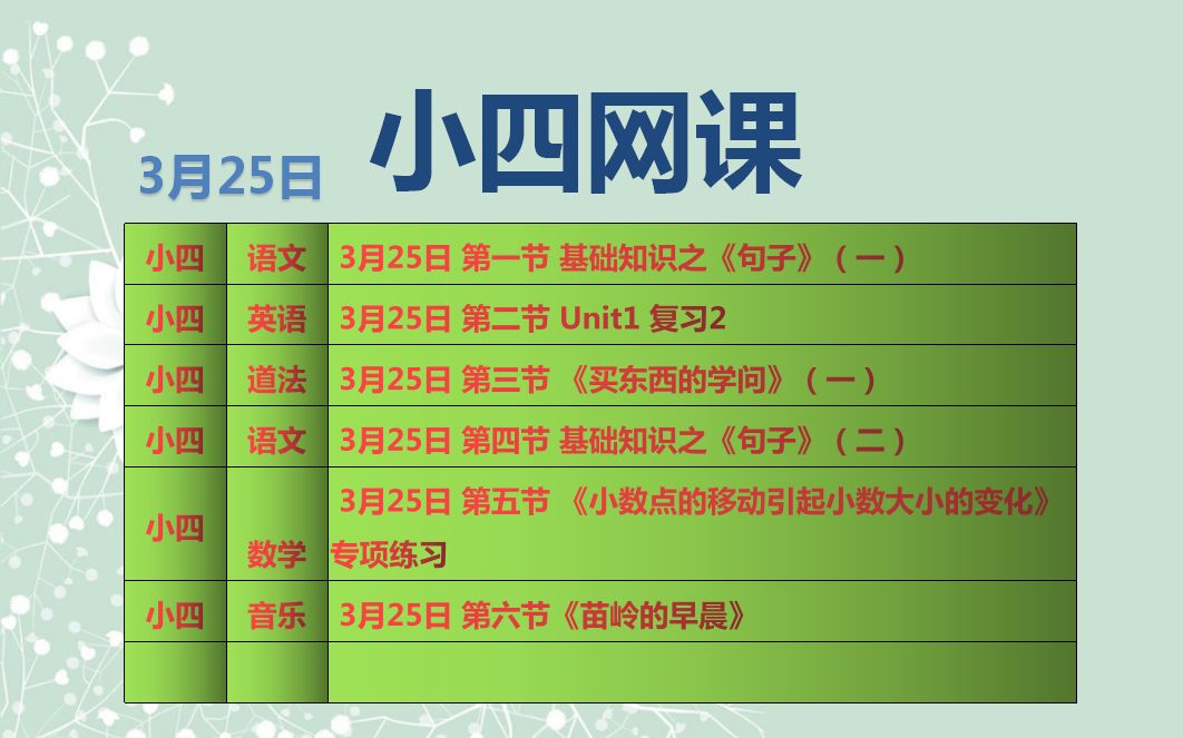 3月25日 小四网课 合集