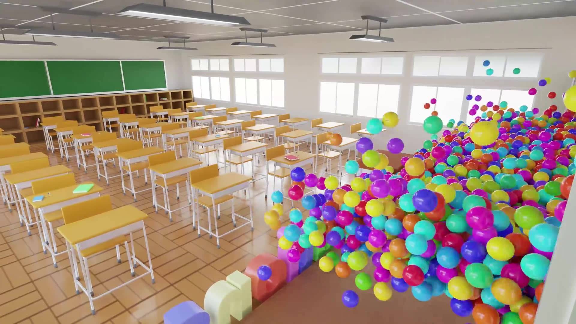 35200个小球在教室里 _ Blender动力学模拟