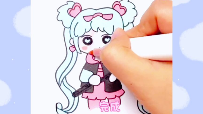 卡通小艾的简笔画,赶快拿笔一起来#简笔画 #简单易学