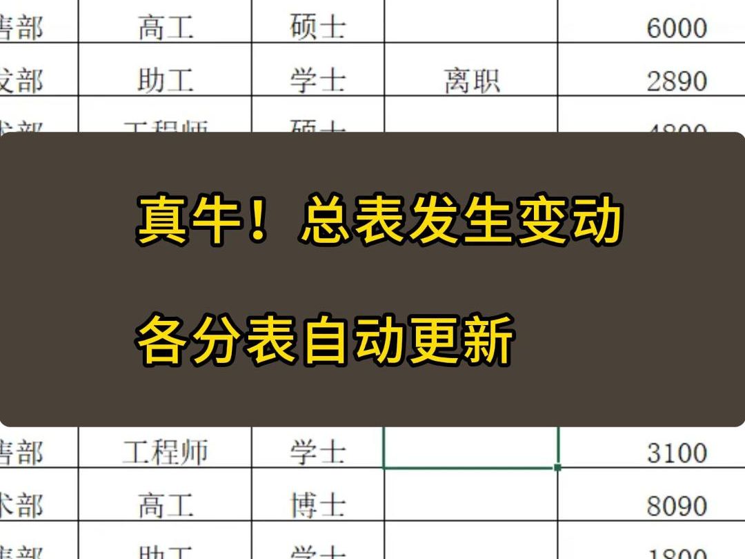 真牛,总表发生变动,各分表同步更新
