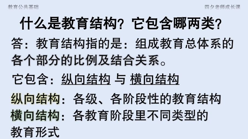 教育公共基础:什么是教育结构?它包含哪两类?