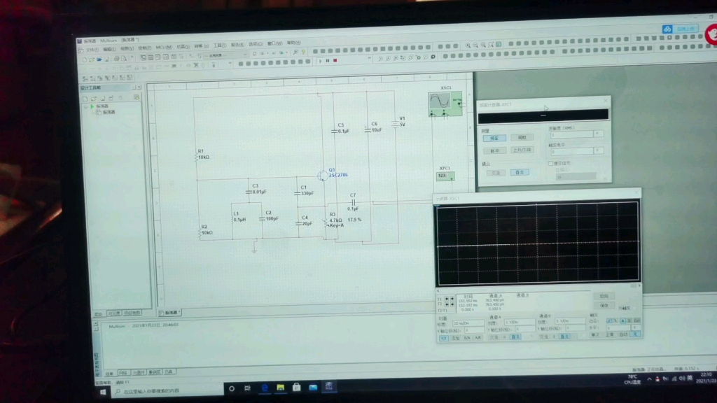 振荡器仿真 发现multisim 14版本的一个奇怪的仿真问题 就是要不停的...