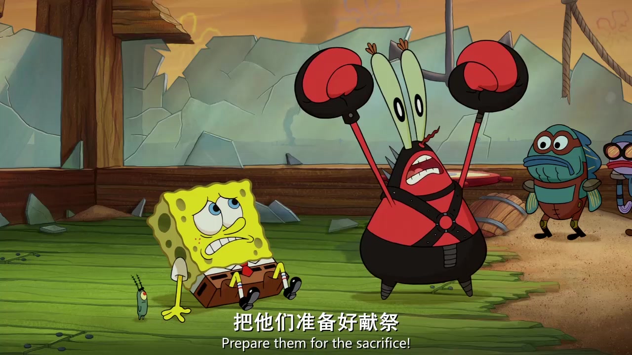 《海绵宝宝4》3-5人 4分钟 英语配音 视频素材 消音素材