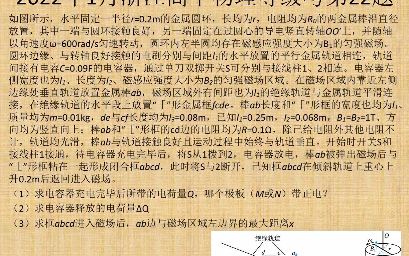 【丁老师讲堂】第202期:含有动生电动势和电容器充放电的闭合回路