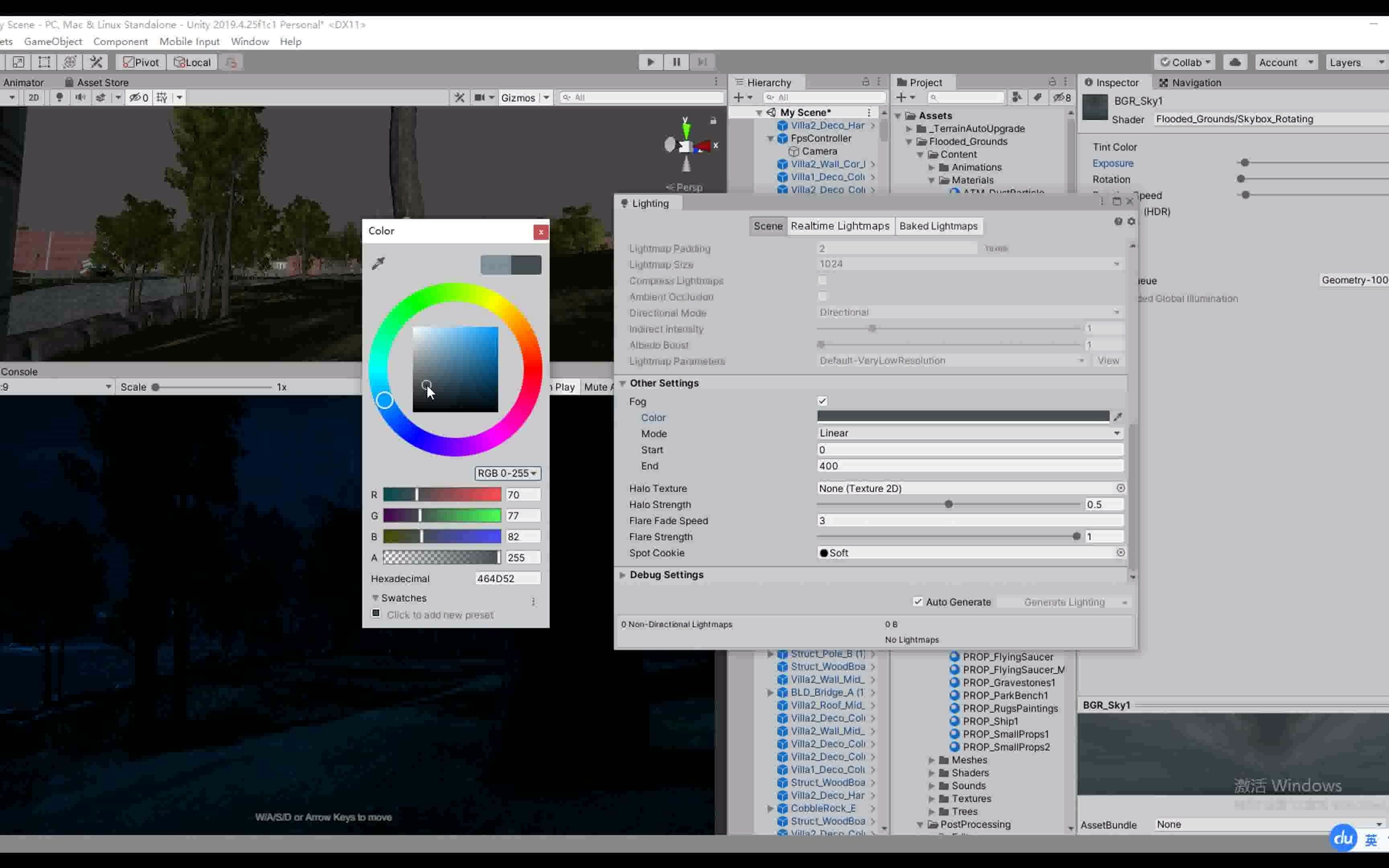 Unity3d开发第一人称恐怖游戏-视频完整版-Part1-09-环境颜色和天空设置