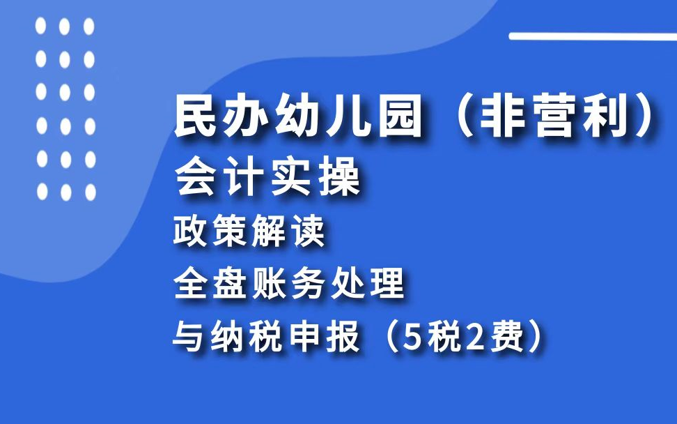 会计实操:私立(民办)幼儿园会计实操--政策解读、全盘账务处理与纳税...