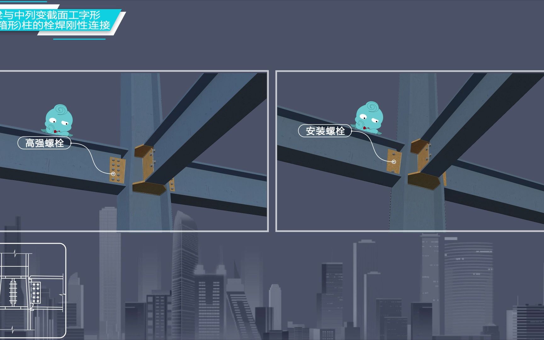 梁与中列变截面工字型(或箱形)柱的栓焊刚性连接0120-3