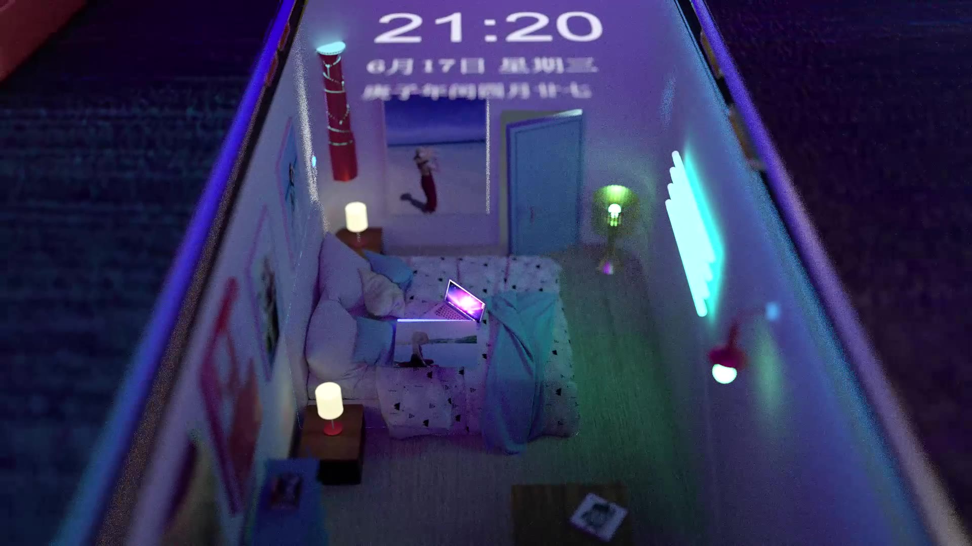 「c4d」真正的3d透视功能-不会建模的我做的iPhone房间。