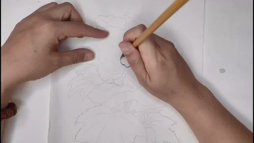 芙蓉花的白描步骤与技法