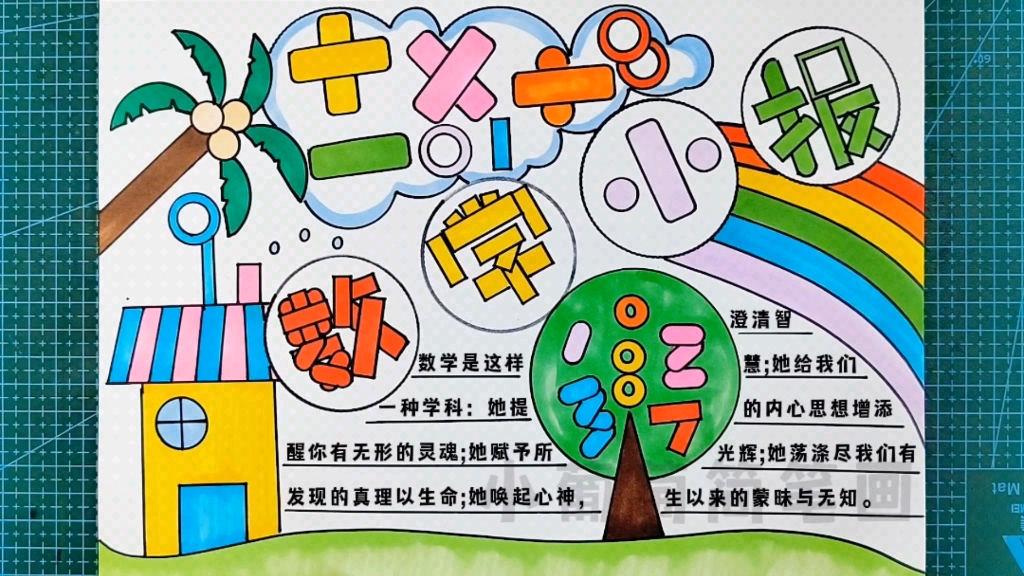 数学小报、数学手抄报,简单好看又精美,有线稿可打印喔