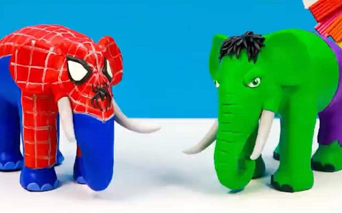 粘土创作个性大象,儿童创意彩泥手工过程