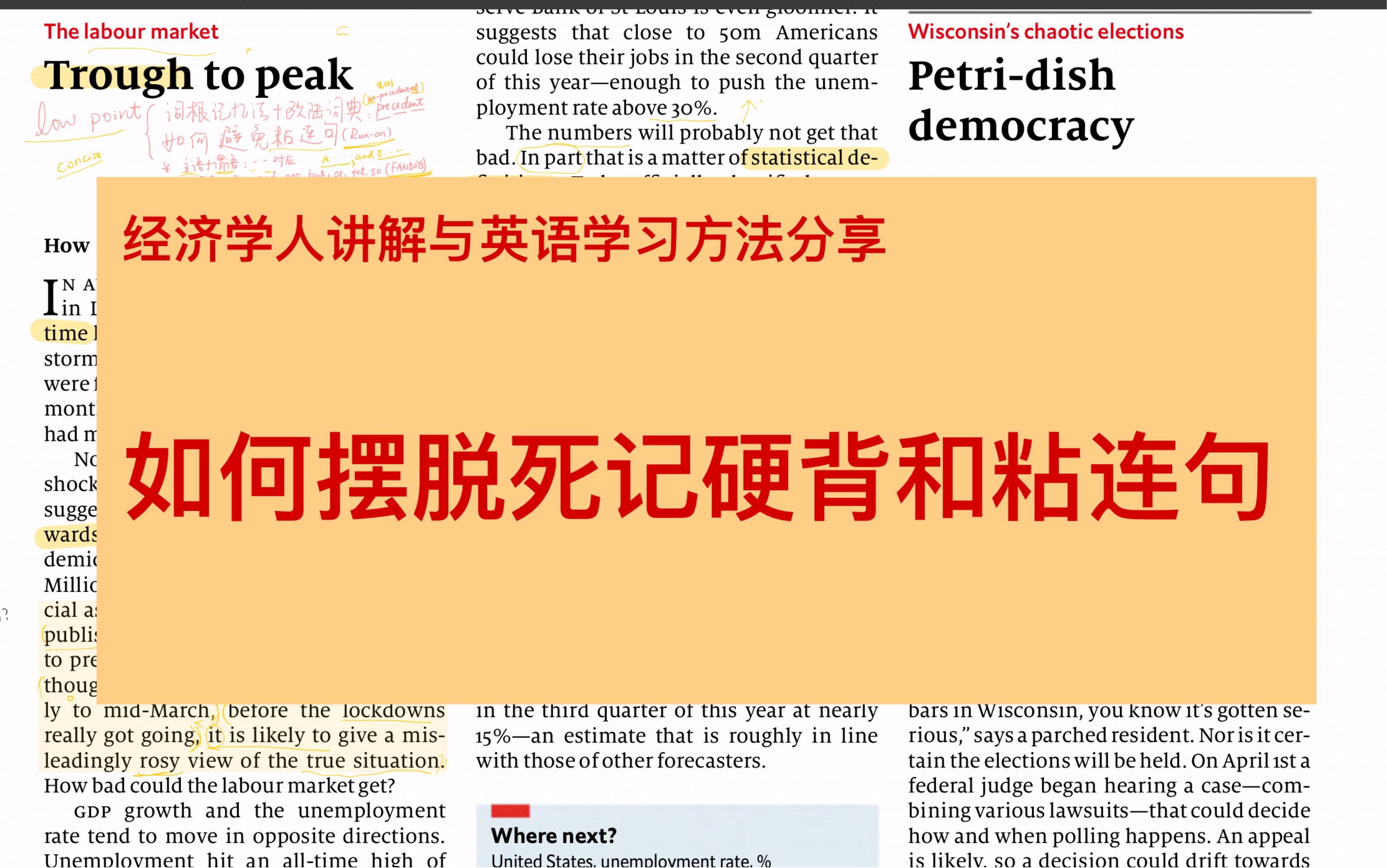 经济学人-美国失业率上升|英语经验分享-如何用欧路词典学词根、记...