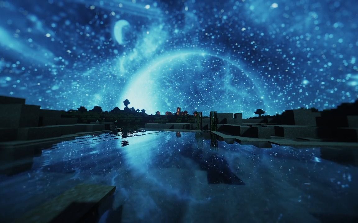 【我的世界-动态壁纸】星空材质+著名光影会有怎样的碰撞