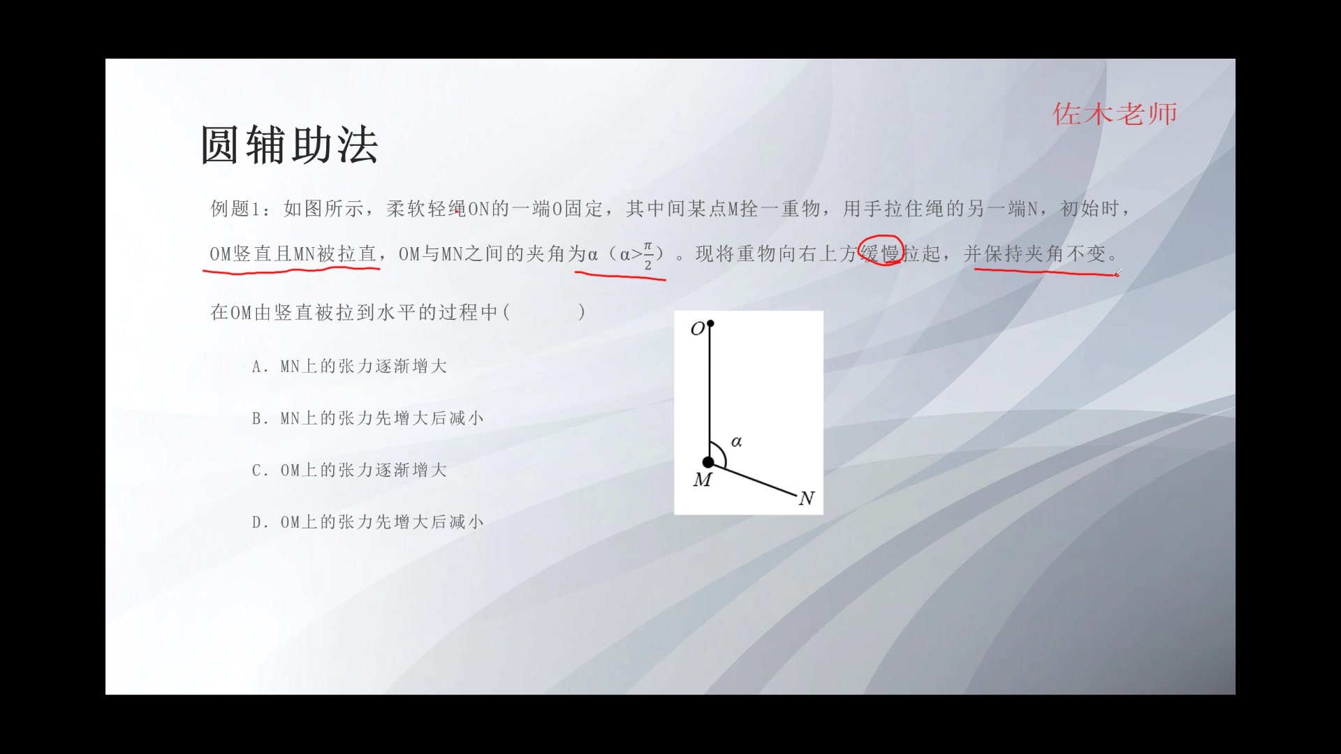 动态平衡问题-圆辅助法
