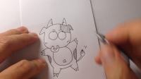 手绘简笔画.卡通牛的画法9