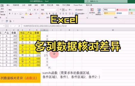 【Excel技巧】教你如何使用Excel进行多列数据核对差异