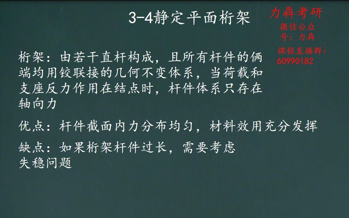 结构力学考研基础课程第三章第4节 静定平面桁架