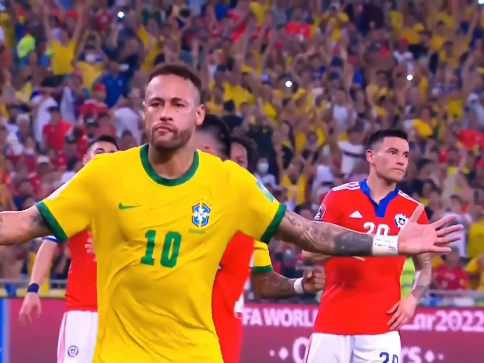 2022卡塔尔世界杯世预赛巴西vs智利,内马尔巴西首球
