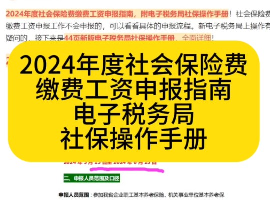 2024年度社会保险费缴费工资申报指南,附电子税务局社保操作手册
