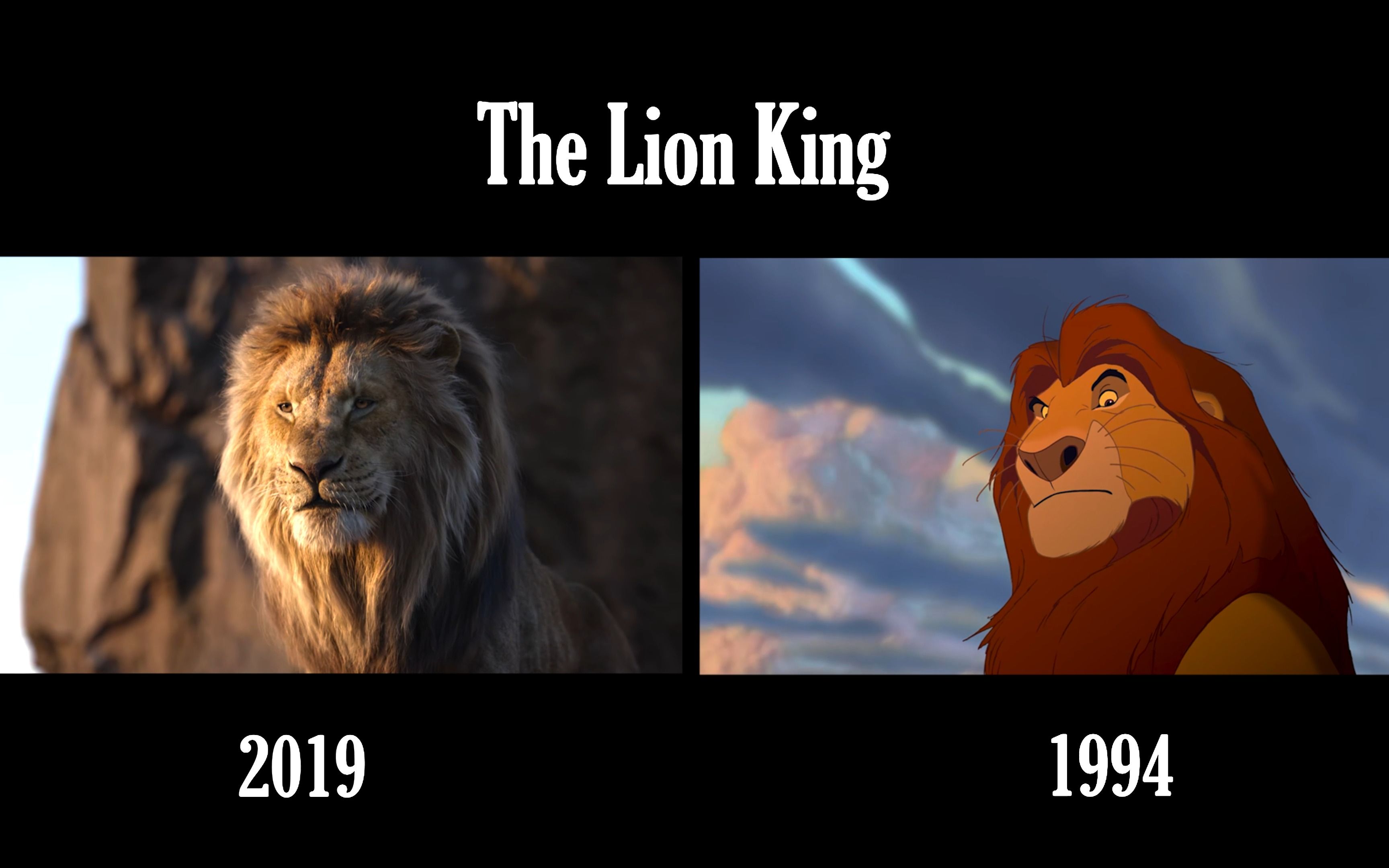 【4k极致】狮子王1994年版本与2019年版本经典片段对比(收藏画质)