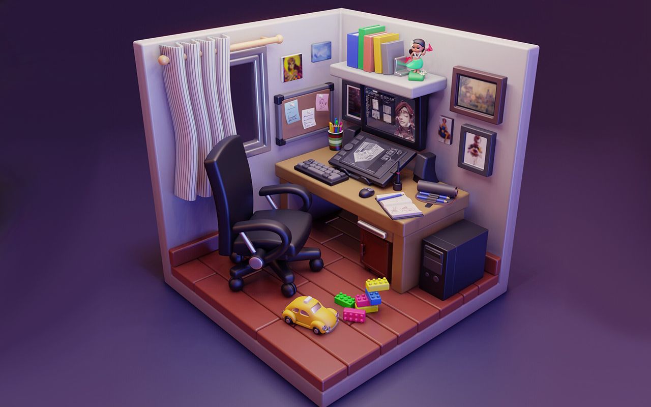 DIY小屋 微缩书房场景 室内场景