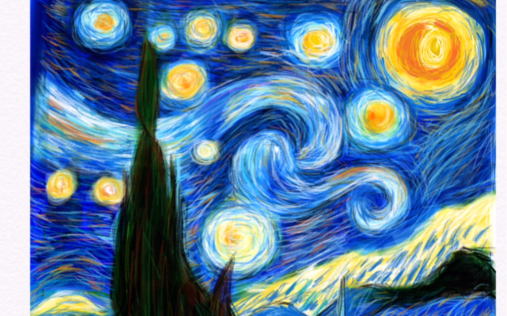 苹果备忘录画画指绘涂鸦|梵高星空
