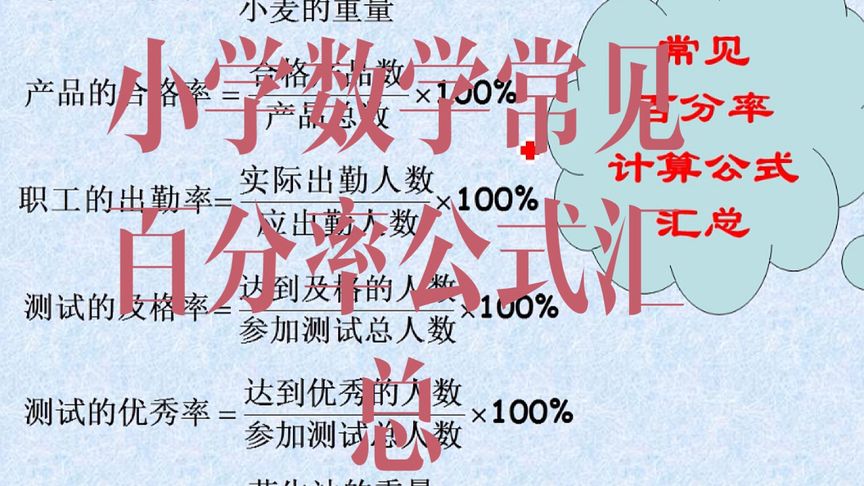 小学数学常见的百分率计算公式汇总,快替孩子收藏起来吧