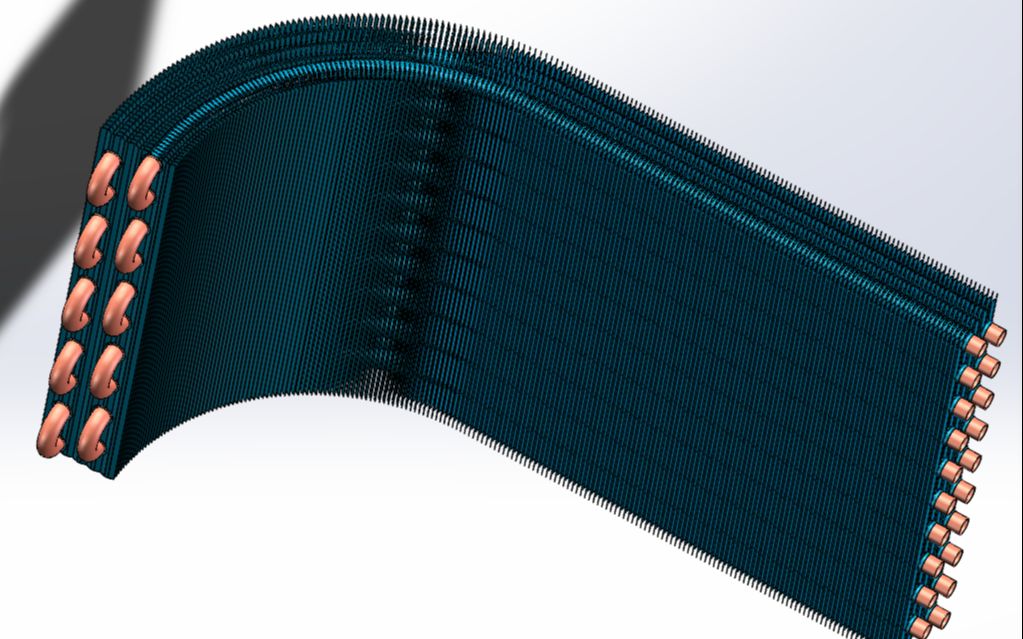 用solidworks的弯曲和曲线驱动阵列绘制L型翅片式换热器