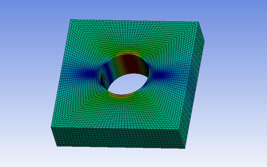 Ansys Workbench,平板小孔受力分析,六面体网格划分,步骤详细,意在抛...