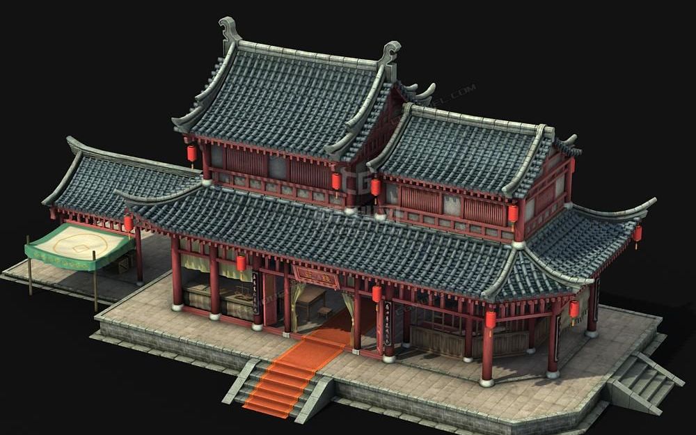 【3dmax建模】古代建筑模型制作,完整布线、卡线教学!